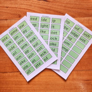 Word Family Matching Cards, Homeschool Printable, Chunks Blends Phonics ...