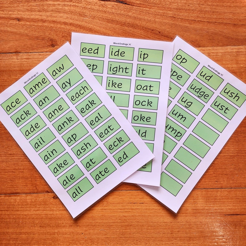 Word Family Matching Cards: Phonics Spelling Game (digital Download PDF ...