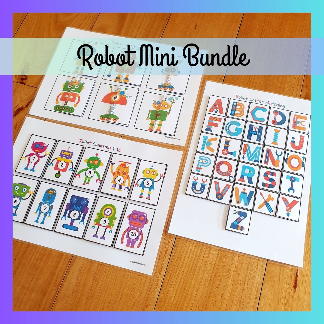 Robot Mini Bundle Printable, Busy Book, Matching Puzzle, Counting ...