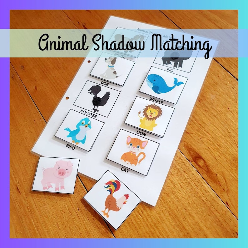 Animal Shadow Matching Printable: Montessori Toddler Activity (digital ...