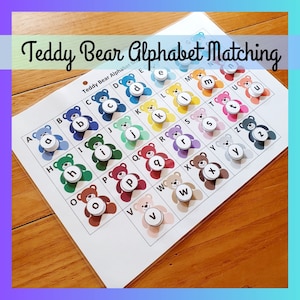 Teddy Bear Alphabet Matching Printable, ABC Worksheet, Homeschool Busy ...