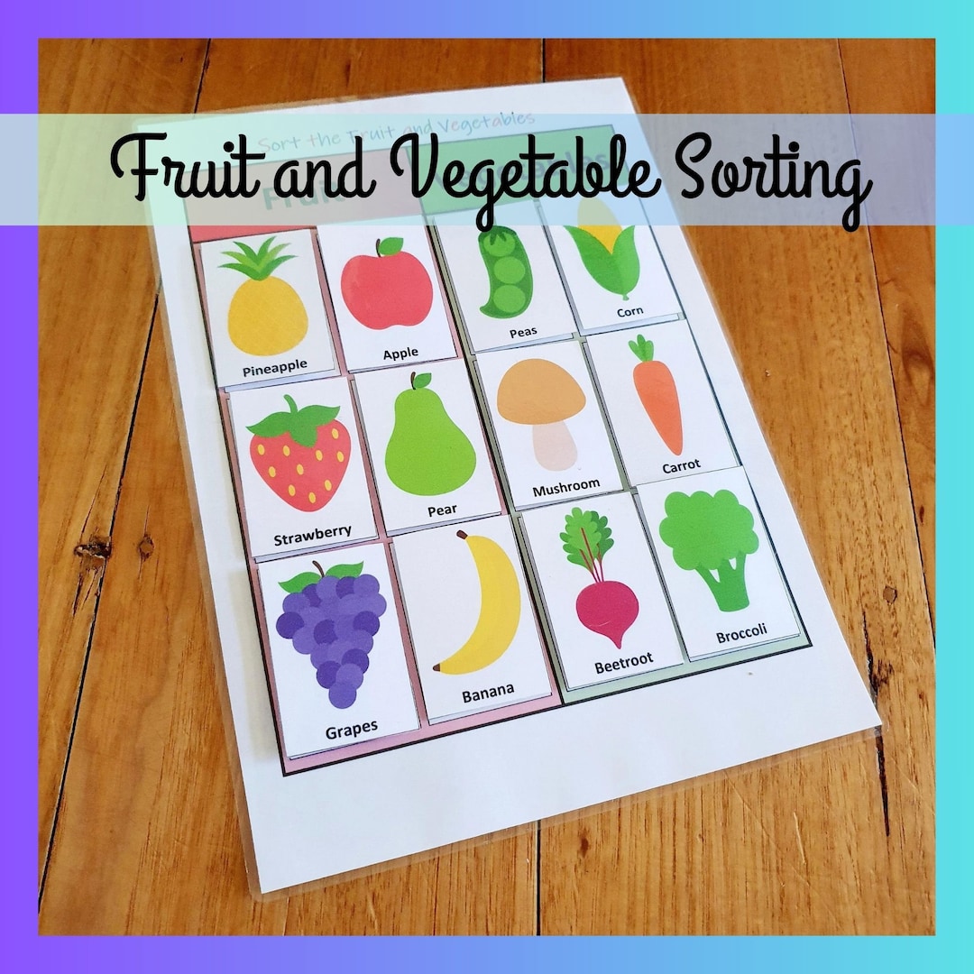 Fruit and Vegetable Sorting Printable, Busy Book, Education Homeschool ...