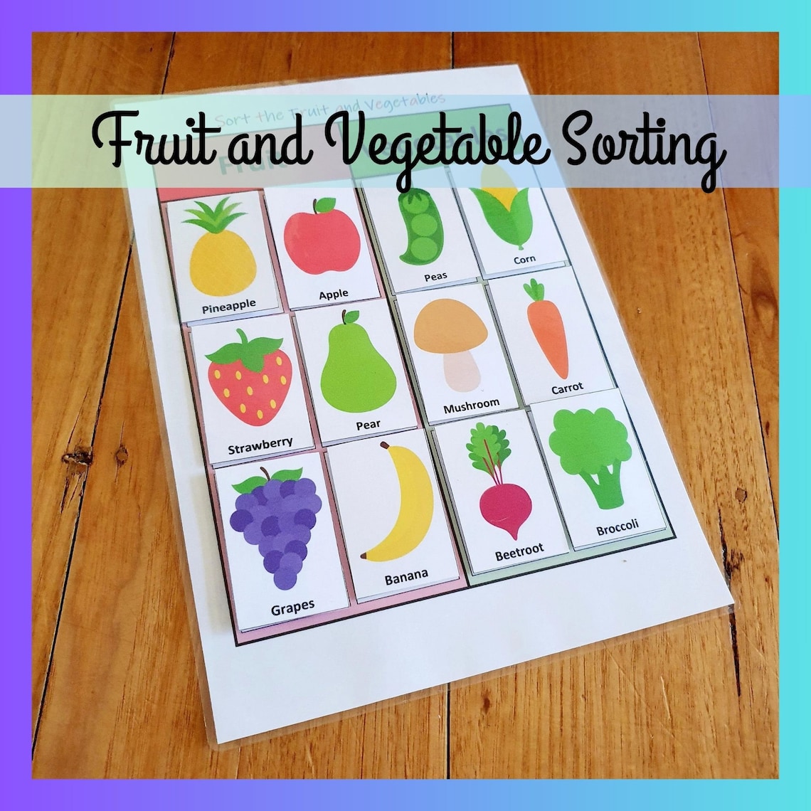 Fruit & Vegetable Sorting Activity: Homeschool Printable (digital ...