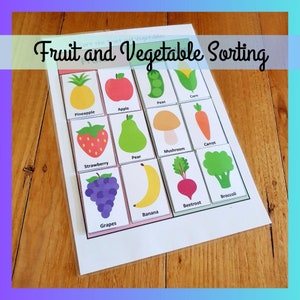 Fruit and Vegetable Sorting Printable, Busy Book, Education Homeschool ...
