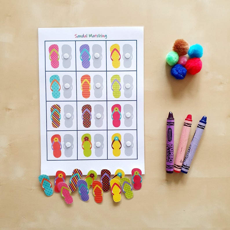 Sandal Matching Printable, Busy Book Page, Montessori Homeschool ...