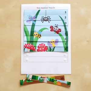 Bug Number Puzzle, Busy Book Printable, Counting 1-10, Homeschool ...