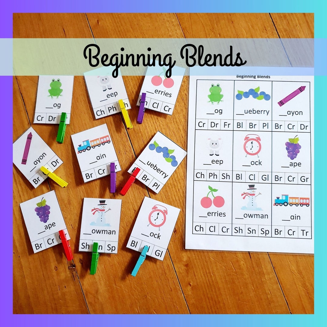 Beginning Blends Printable, Busy Book, Clip Cards, Homeschool Alphabet ...