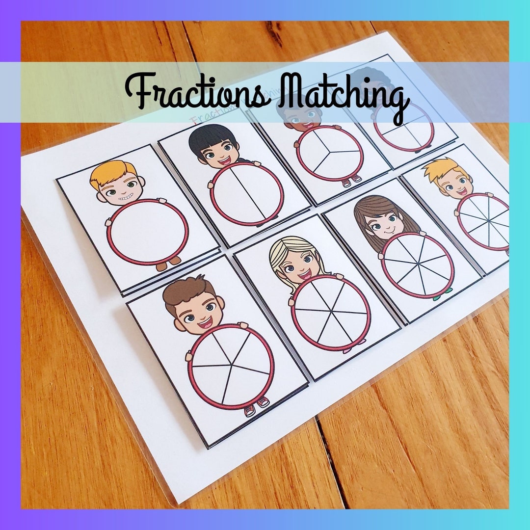 Fractions Matching Printable: Homeschool Math Worksheet (digital ...