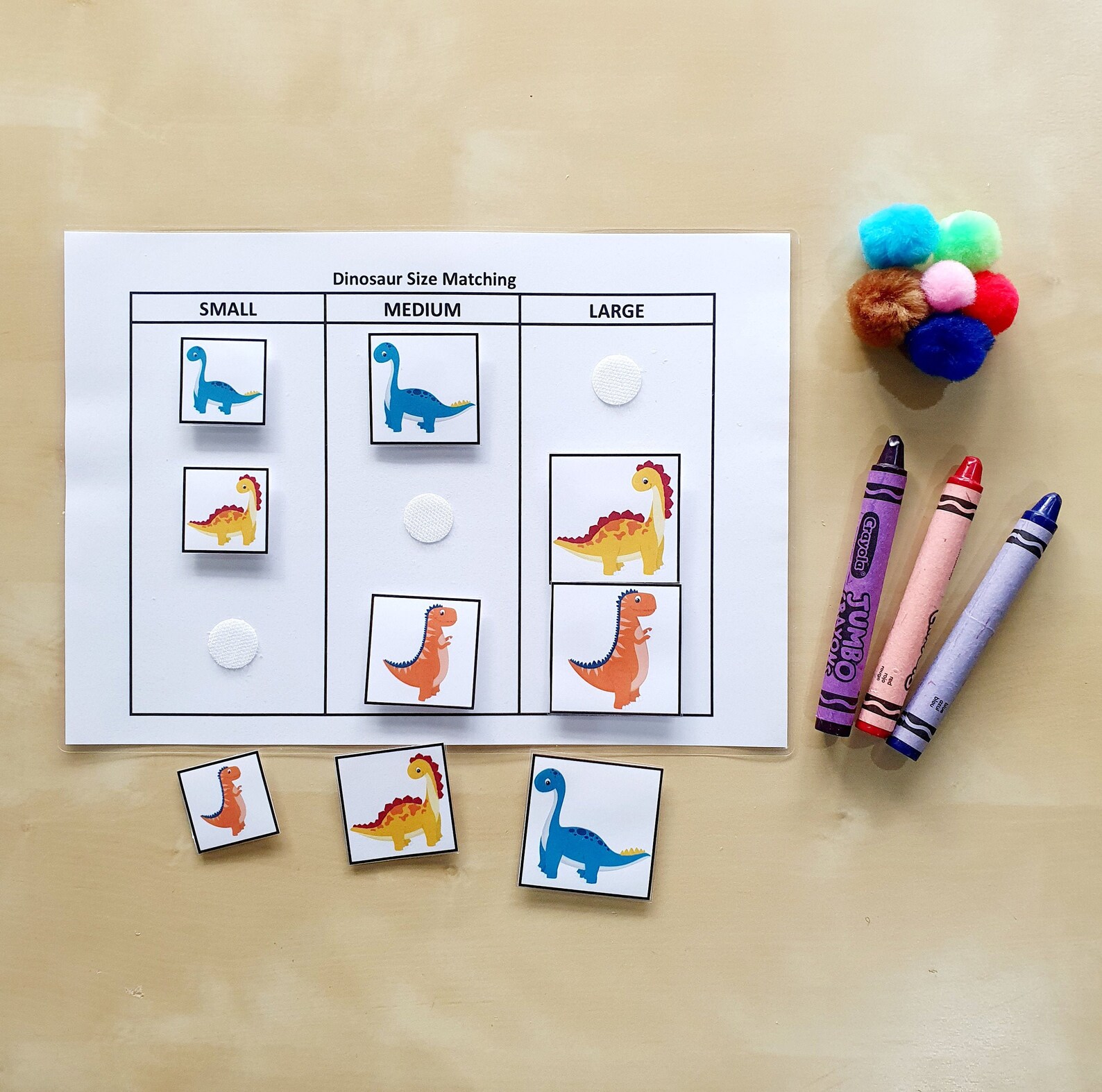 Dinosaur Size Sorting Printable, Busy Book Page, Homeschool, Early ...