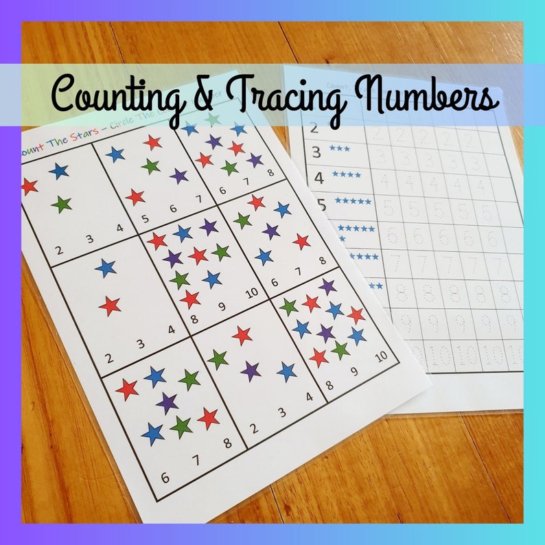 Counting & Tracing Numbers Printable, Count and Trace 1-10, Homeschool ...