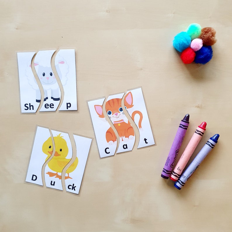 Animal Spelling Puzzle, Literacy, Phonics, Spell the Animal Words ...