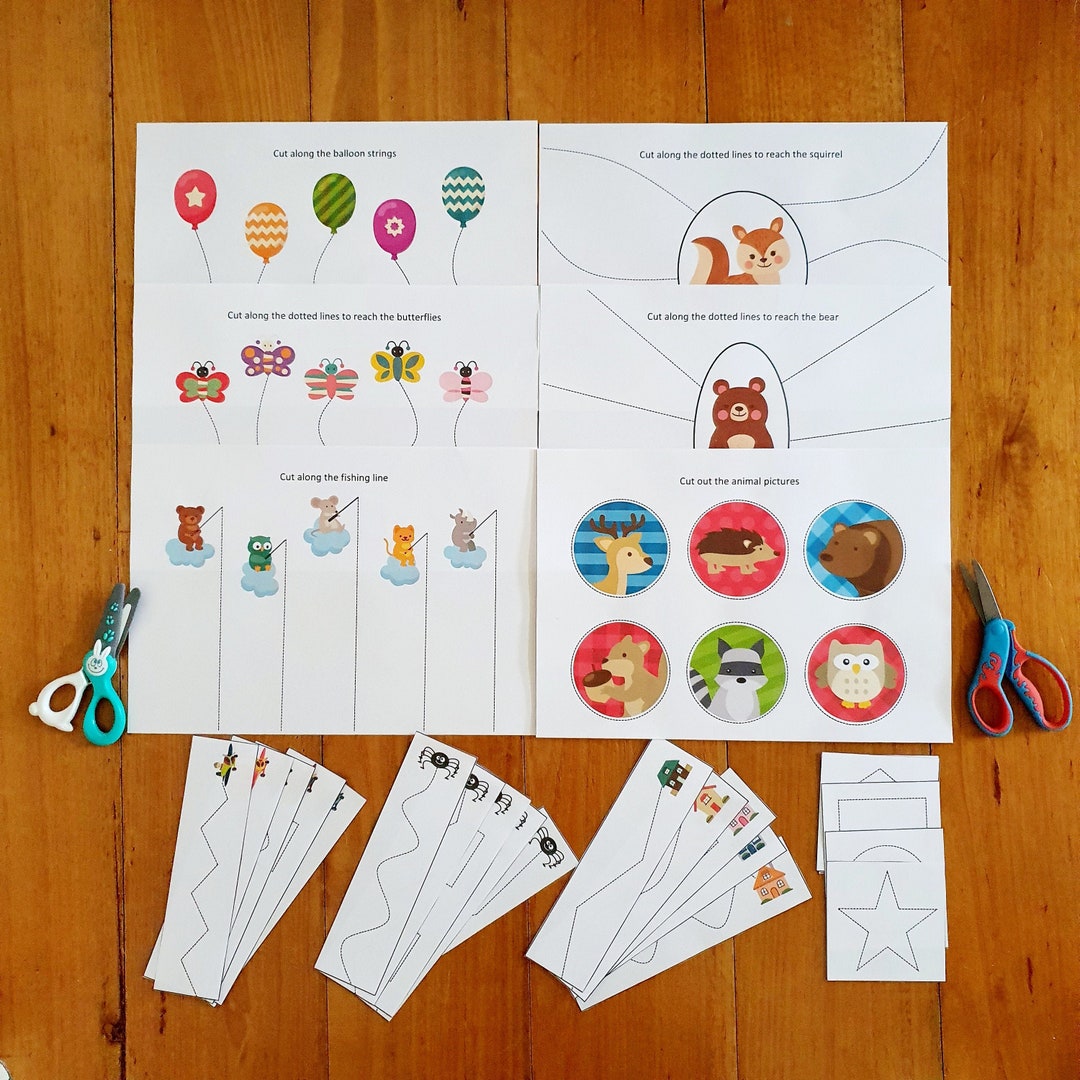 Scissor Skills Printable Cutting Practice Worksheets Early - Etsy