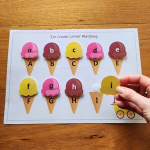 Letter Matching Ice Cream, Busy Book Printable, Montessori Alphabet ...