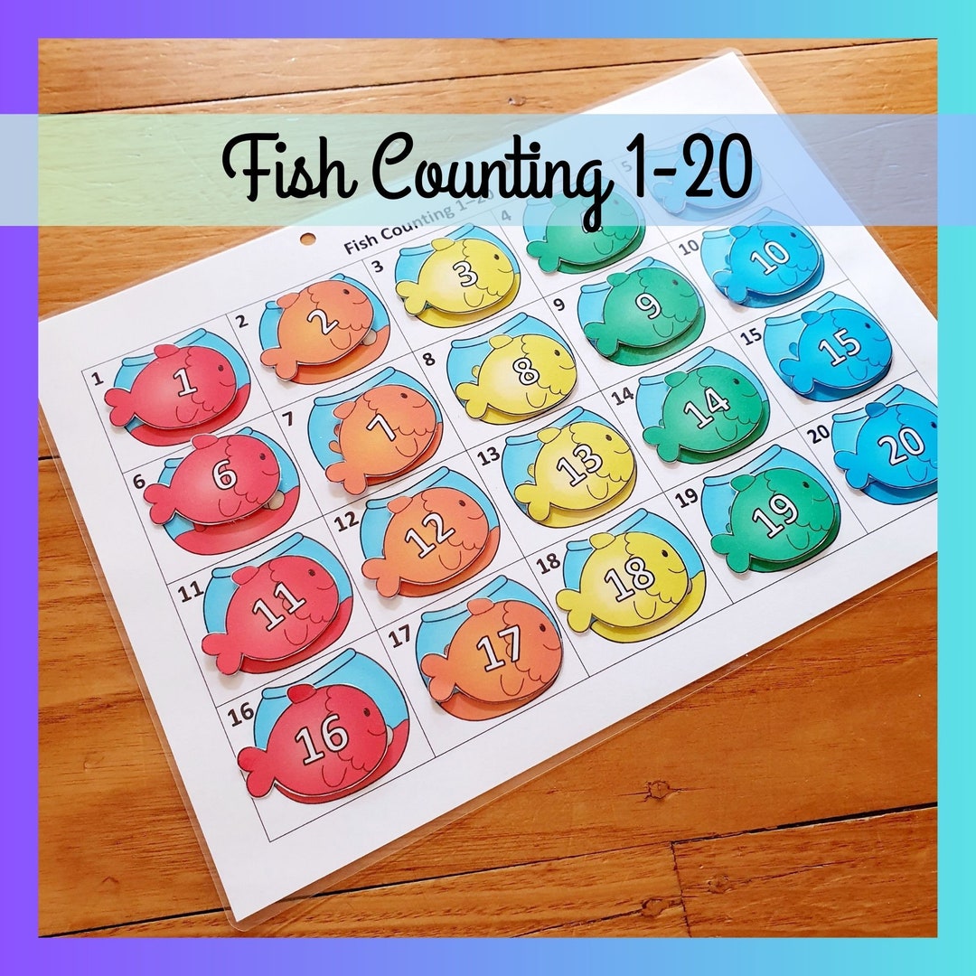 Fish Counting 1-20 Busy Book Page, Matching Numbers, Counting Fish ...