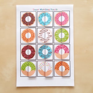 Donut Matching Puzzle, Match Doughnuts Printable, Busy Book Binder ...