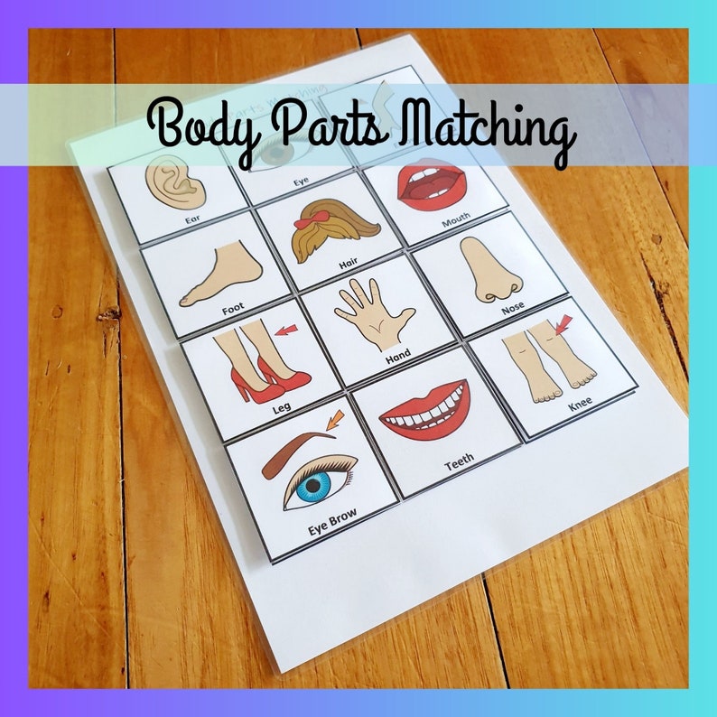 Body Parts Matching Printable: Montessori Homeschool Activity (digital ...