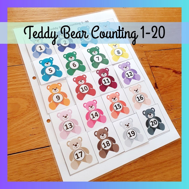 Teddy Bear Counting Printable: Montessori Numbers 1-20 (digital ...