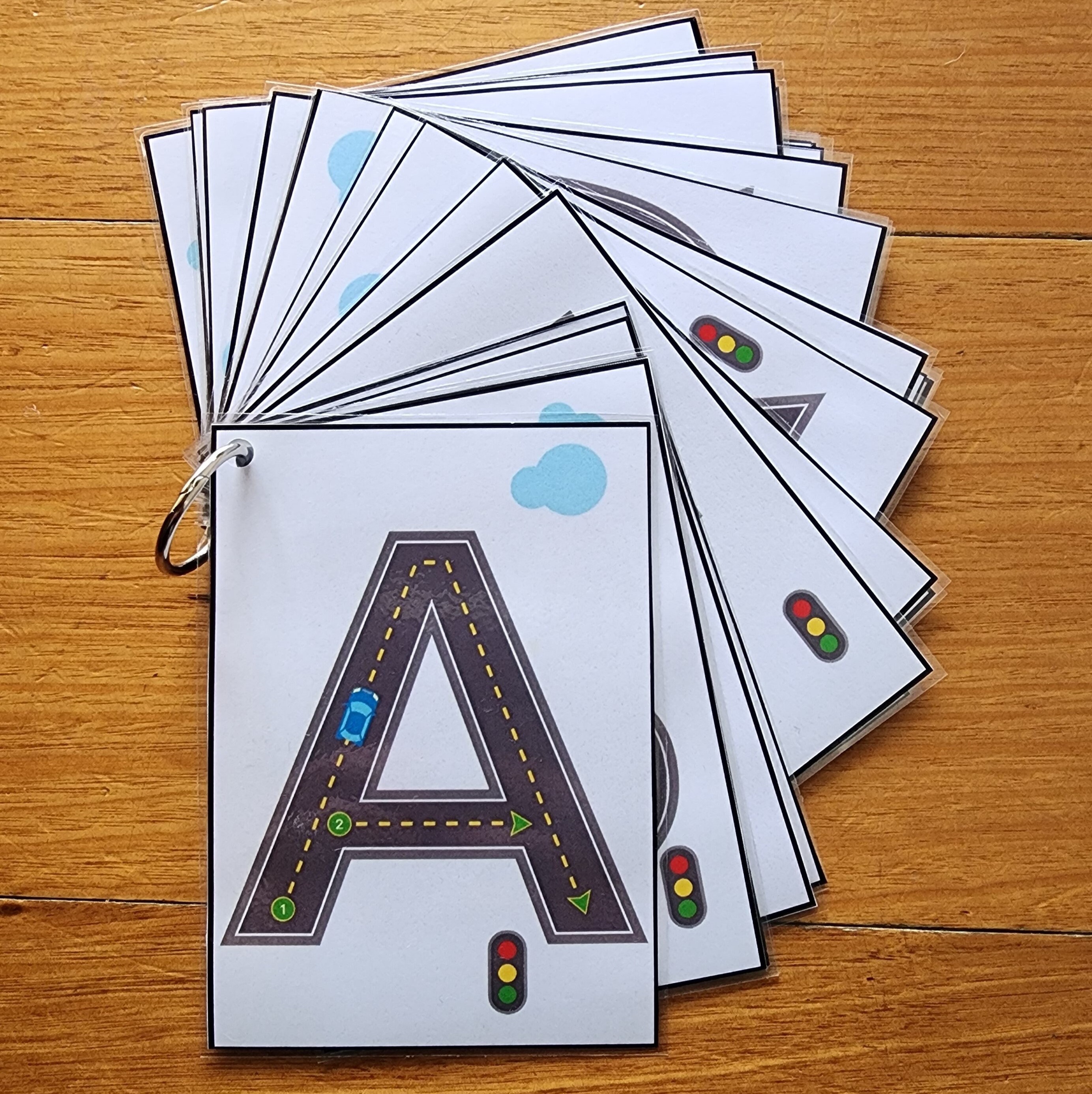 Letter Tracing Flashcards, Upper Case Road Letters, Montessori ...