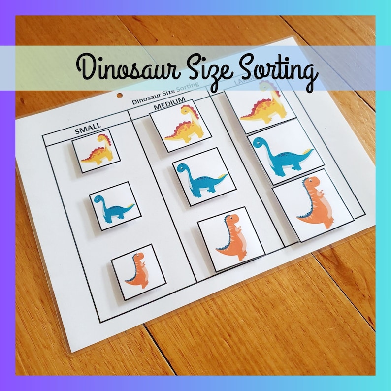 Dinosaur Size Sorting Printable: Homeschool Activity (digital Download ...