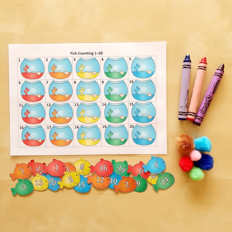Fish Counting Busy Book: Numbers 1-20 Matching Activity (digital ...