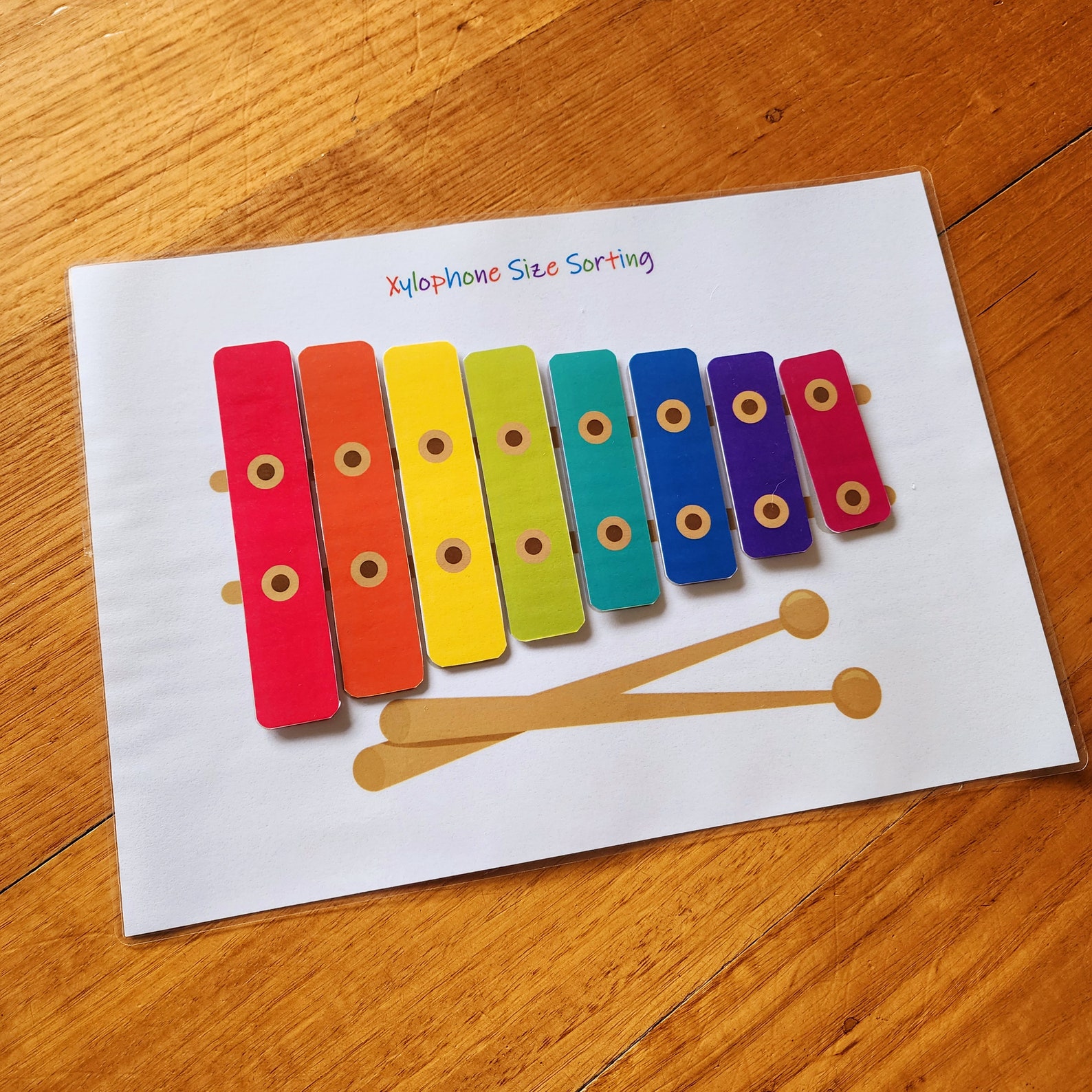 Xylophone Size Sorting Printable, Size Matching, Montessori Homeschool ...