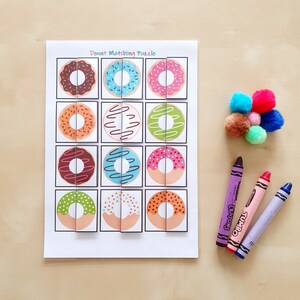 Donut Matching Puzzle, Match Doughnuts Printable, Busy Book Binder ...