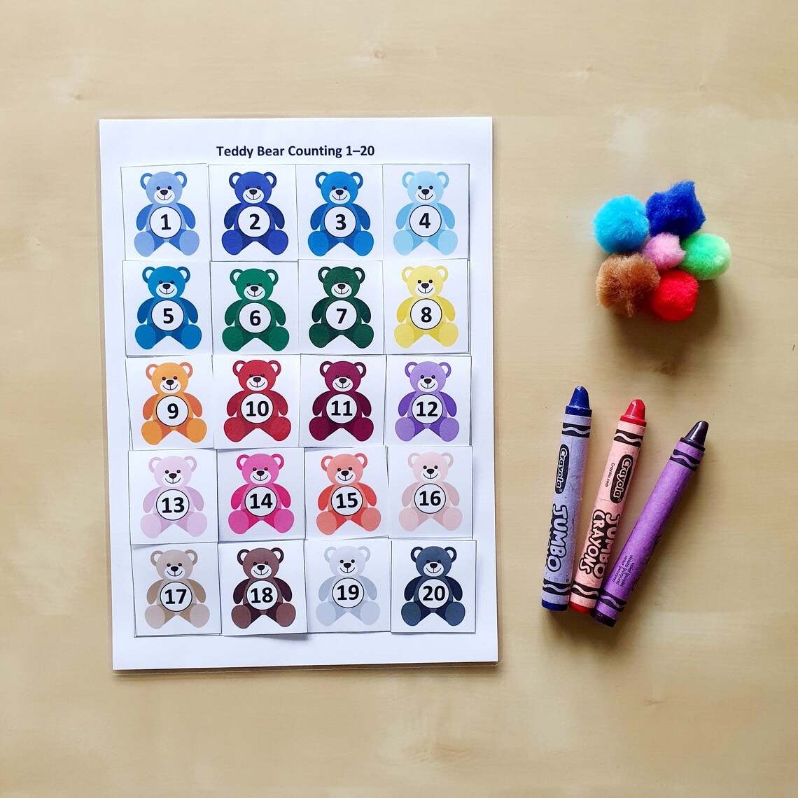 Teddy Bear Counting Printable Busy Book Page Numbers - Etsy