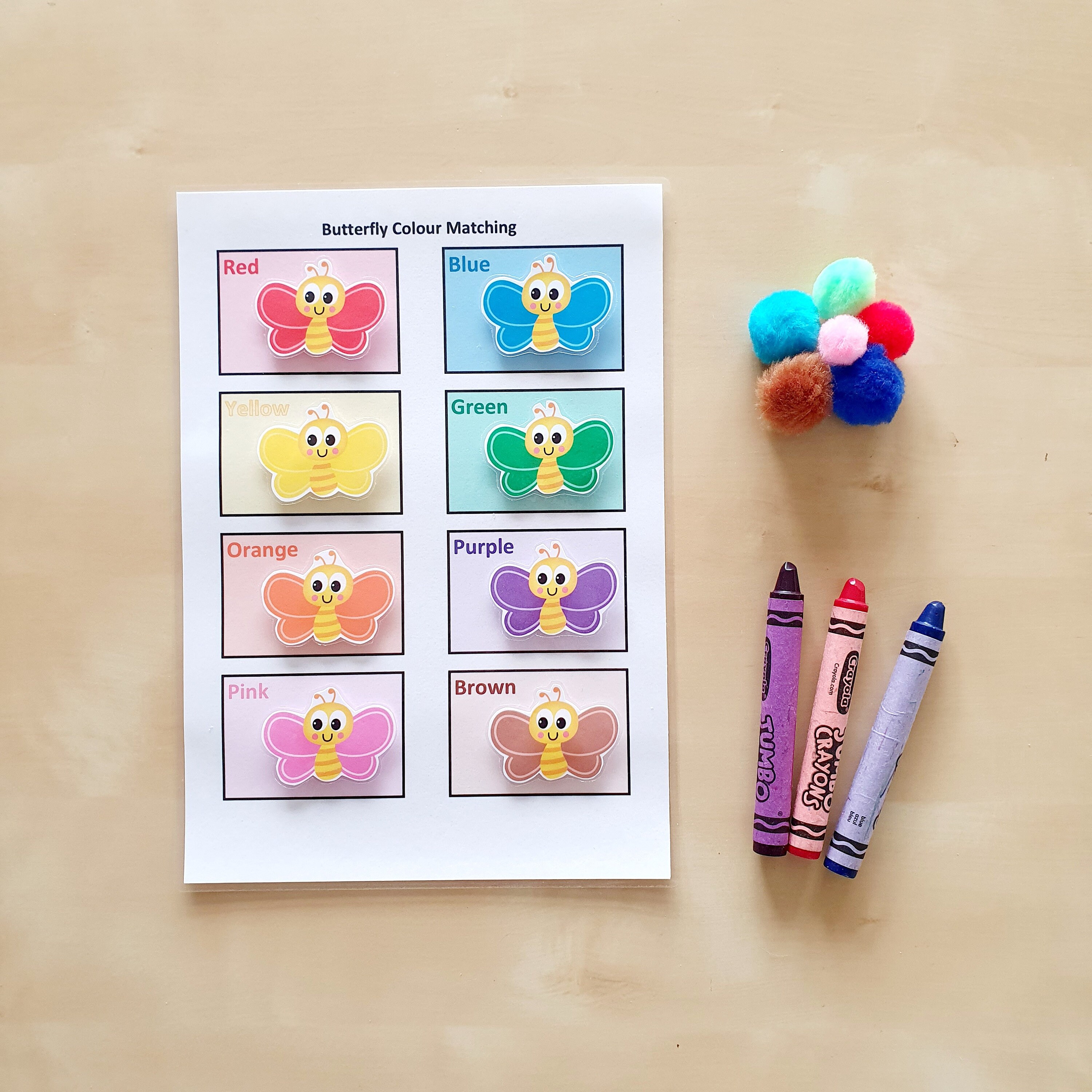 Butterfly Colour Matching Printable, Matching Colors, Busy Book Page ...