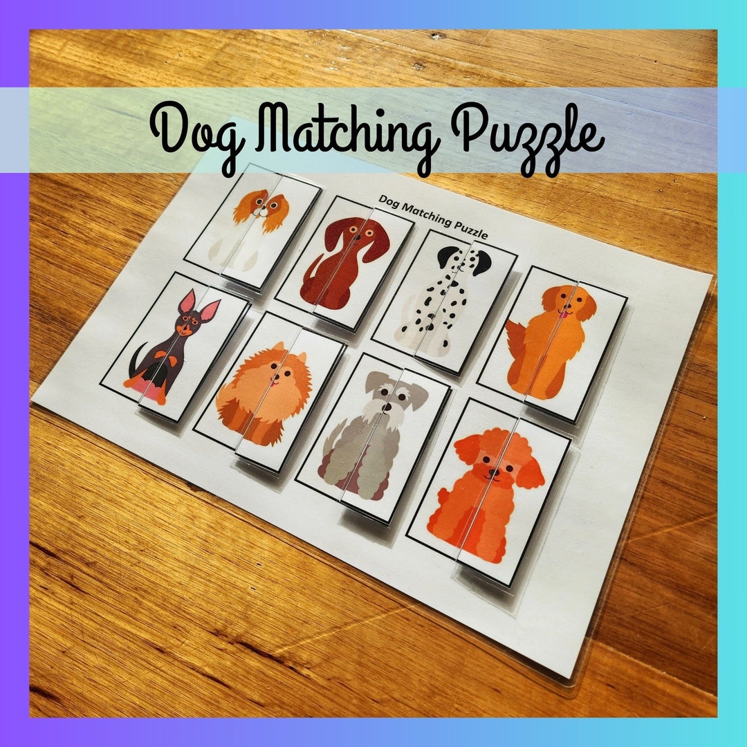 Dog Matching Puzzle Printable, Busy Book, Montessori Homeschool ...