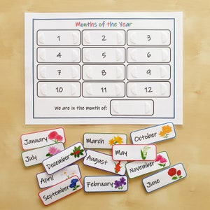 Months of the Year Printable, Busy Book Page, Birth Month Flowers ...