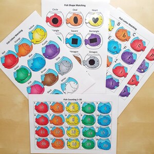 Fish Learning Busy Book Bundle: Shapes, Colors, Letters, Numbers ...