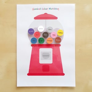 Gumball Color Matching Printable, Match Colours, Homeschool Worksheet ...