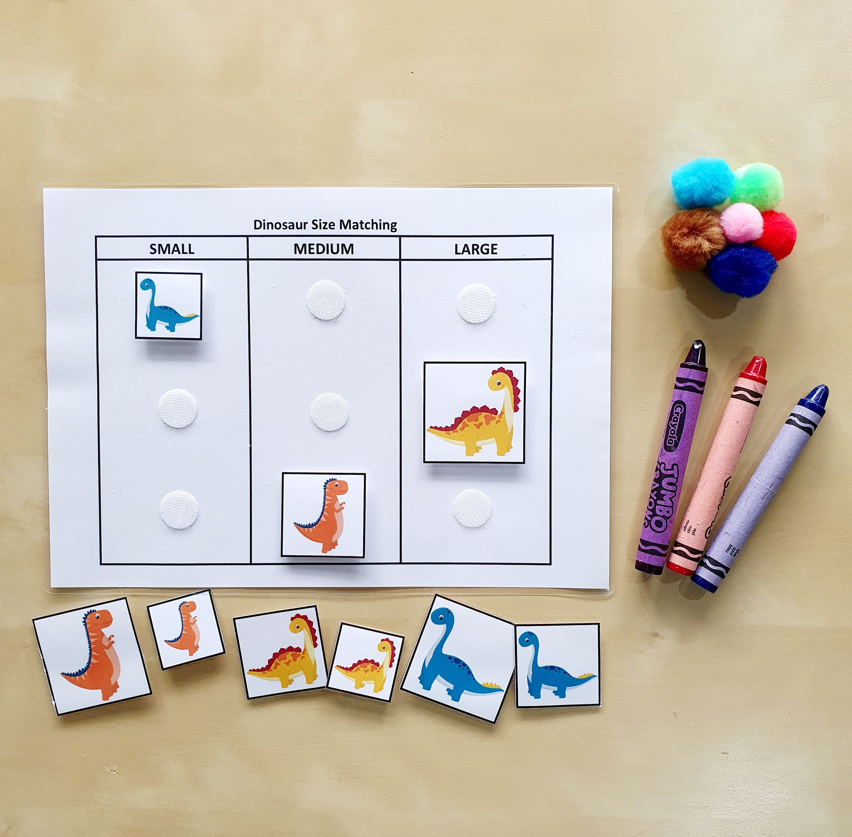Dinosaur Size Sorting Printable, Busy Book Page, Homeschool, Early ...