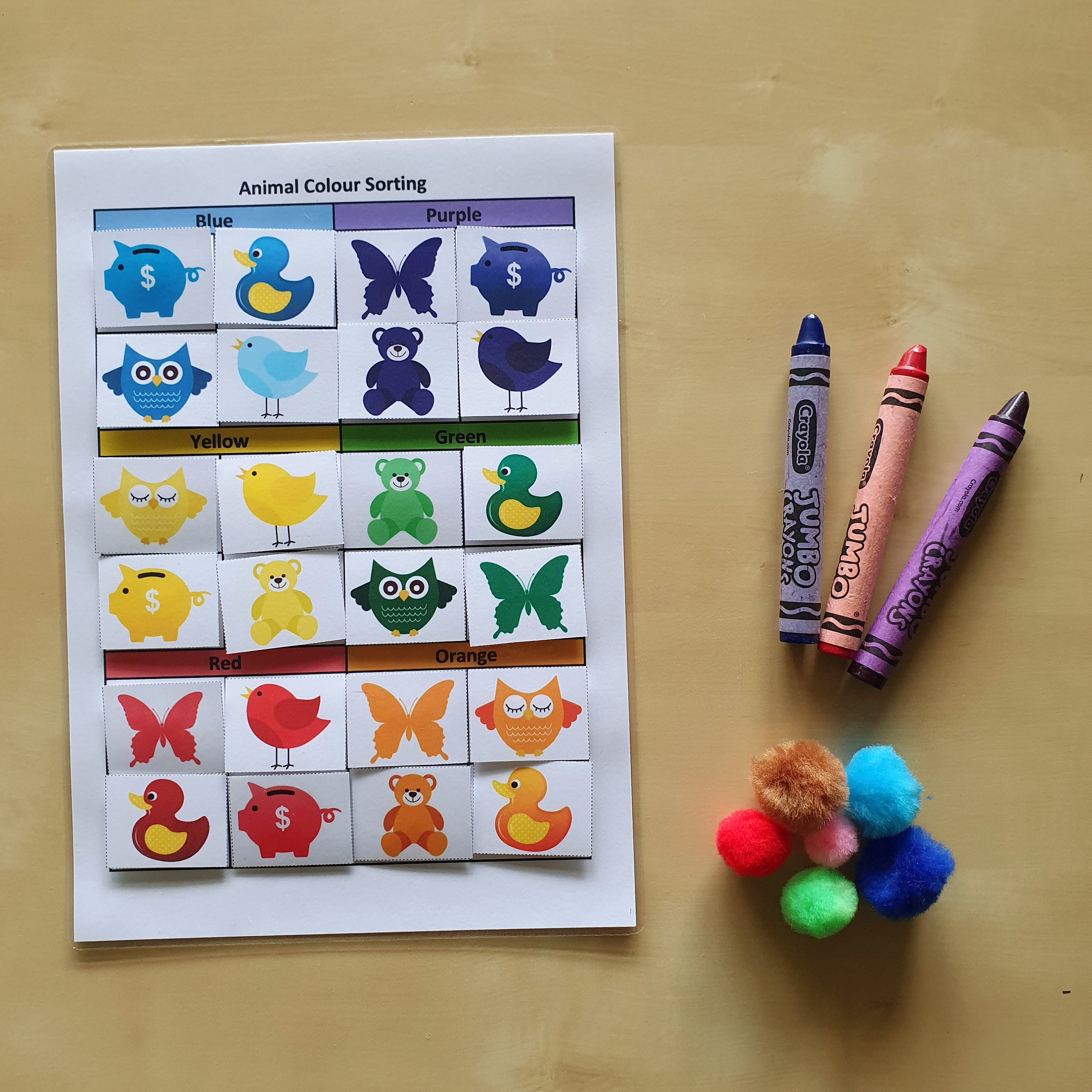 Animal Color Sorting Printable, Busy Book, Learn Colors, Montessori ...
