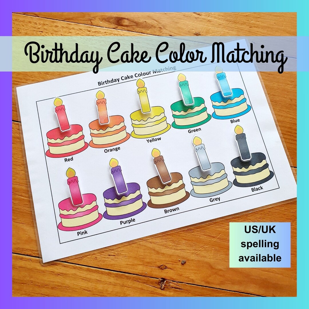 Birthday Cake Color Matching, Printable Busy Book, Colour Homeschool ...