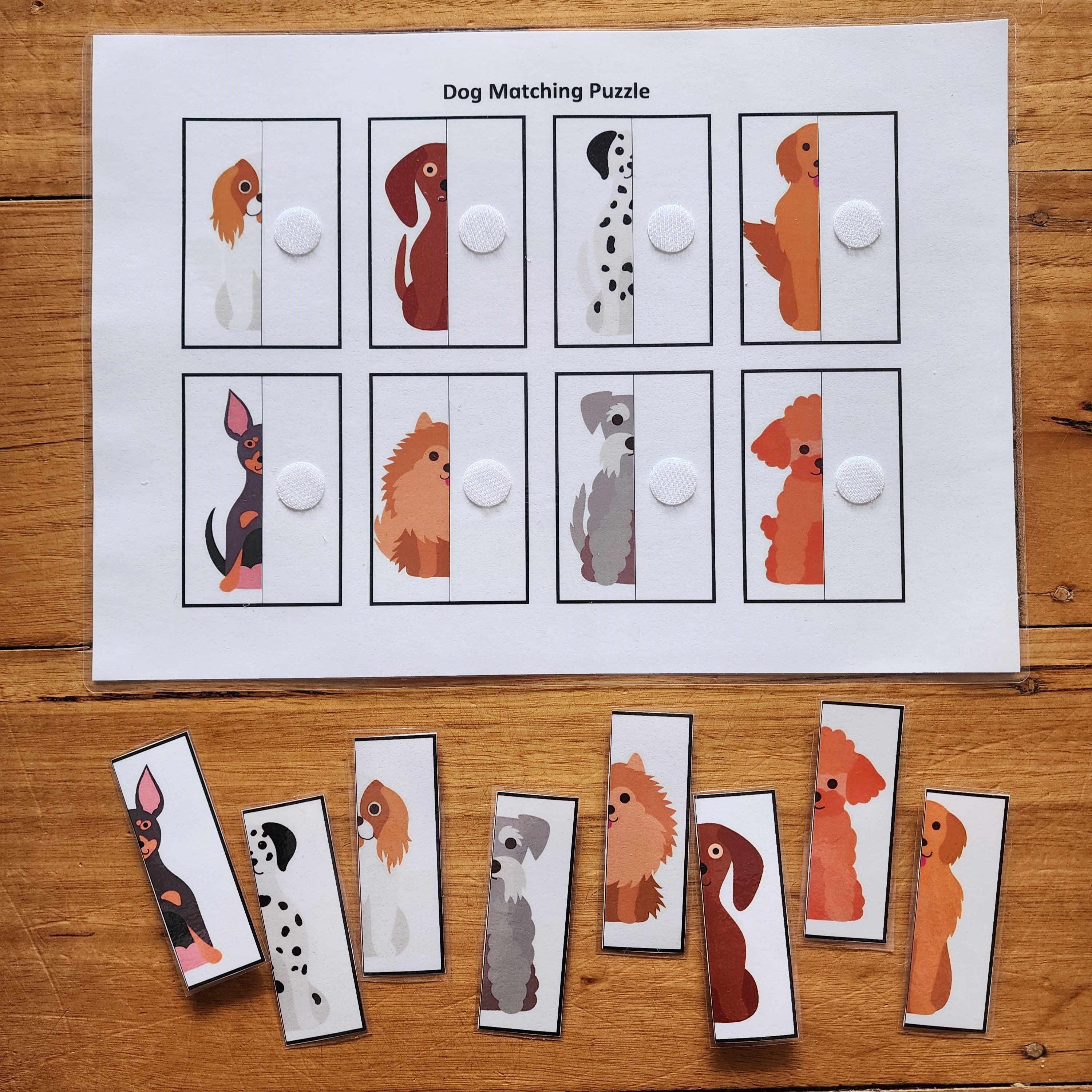 Dog Matching Puzzle Printable, Busy Book, Montessori Homeschool ...