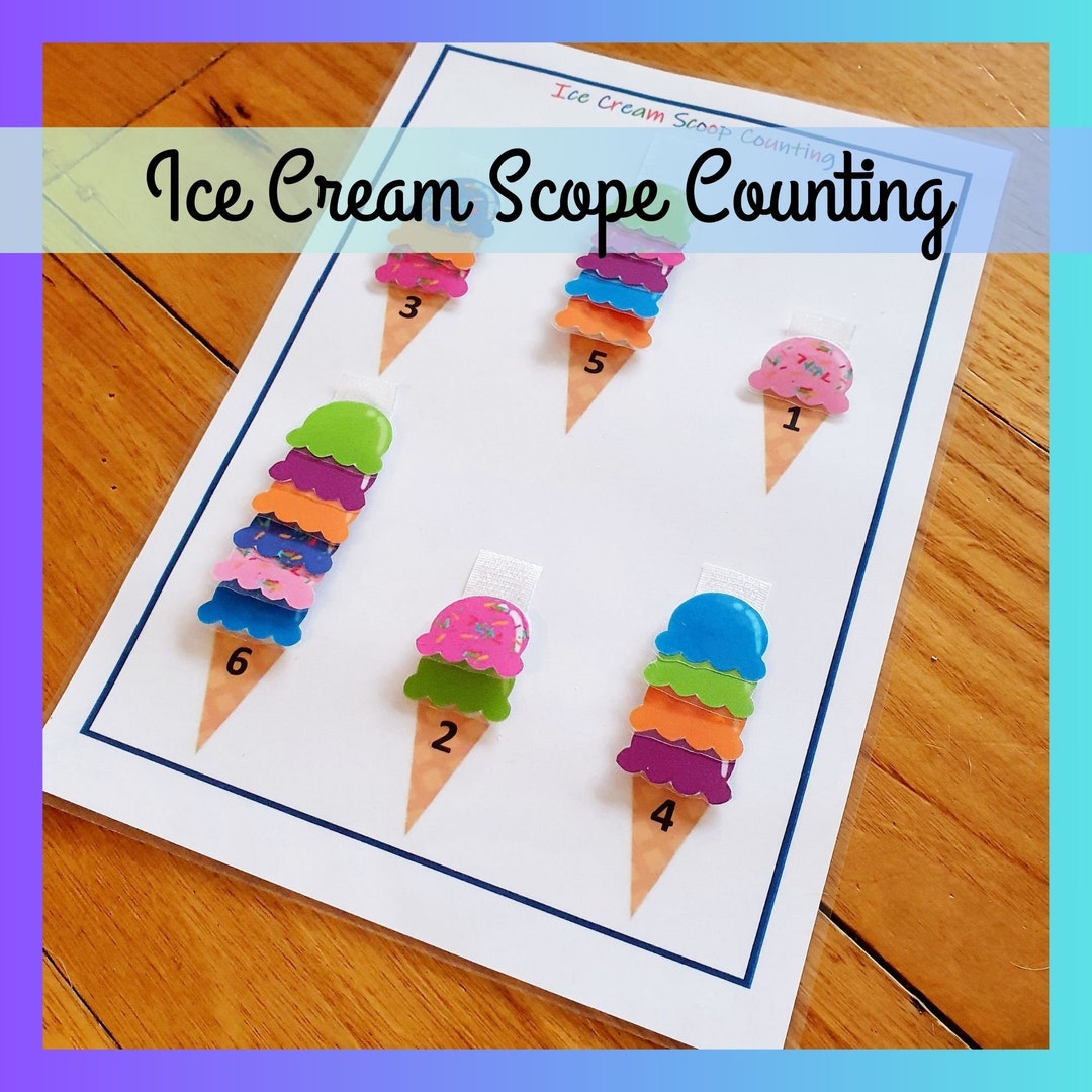 Ice Cream Scoop Counting Printable, Count 1 to 6, Learning Numbers Math ...