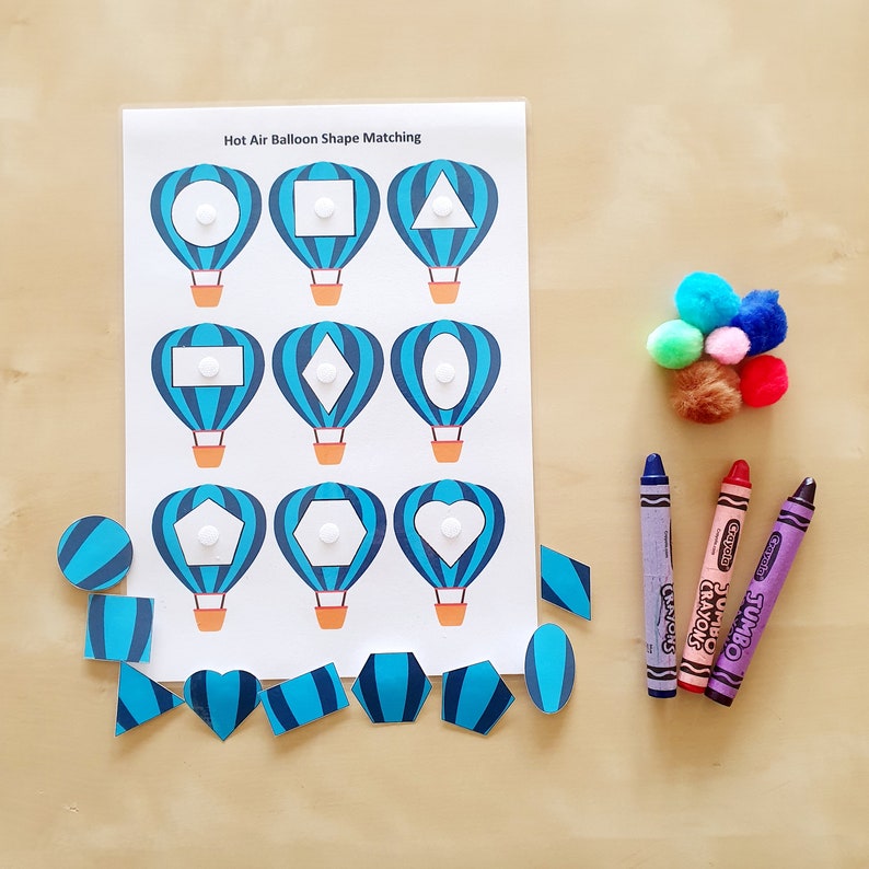 Hot Air Balloon Shape Matching Printable, Busy Book, Homeschool ...