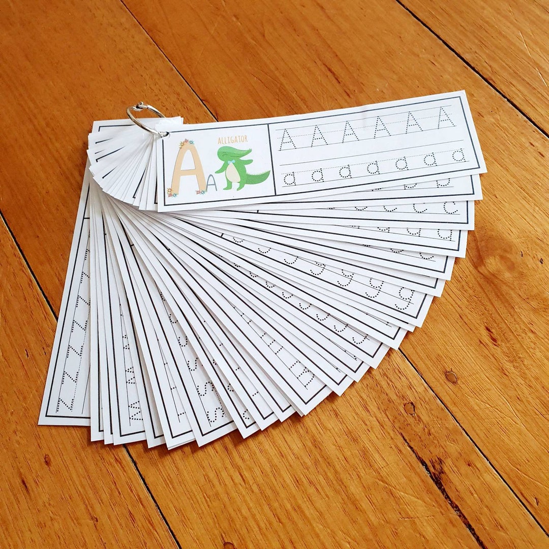 Alphabet Tracing Flashcards Printable, Writing, Trace, Letters ...