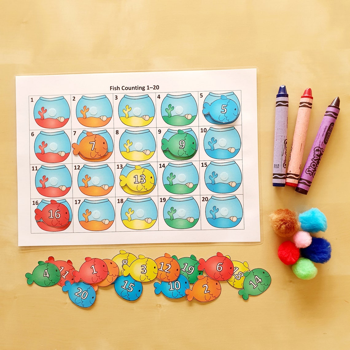 Fish Counting Busy Book: Numbers 1-20 Matching Activity (digital ...