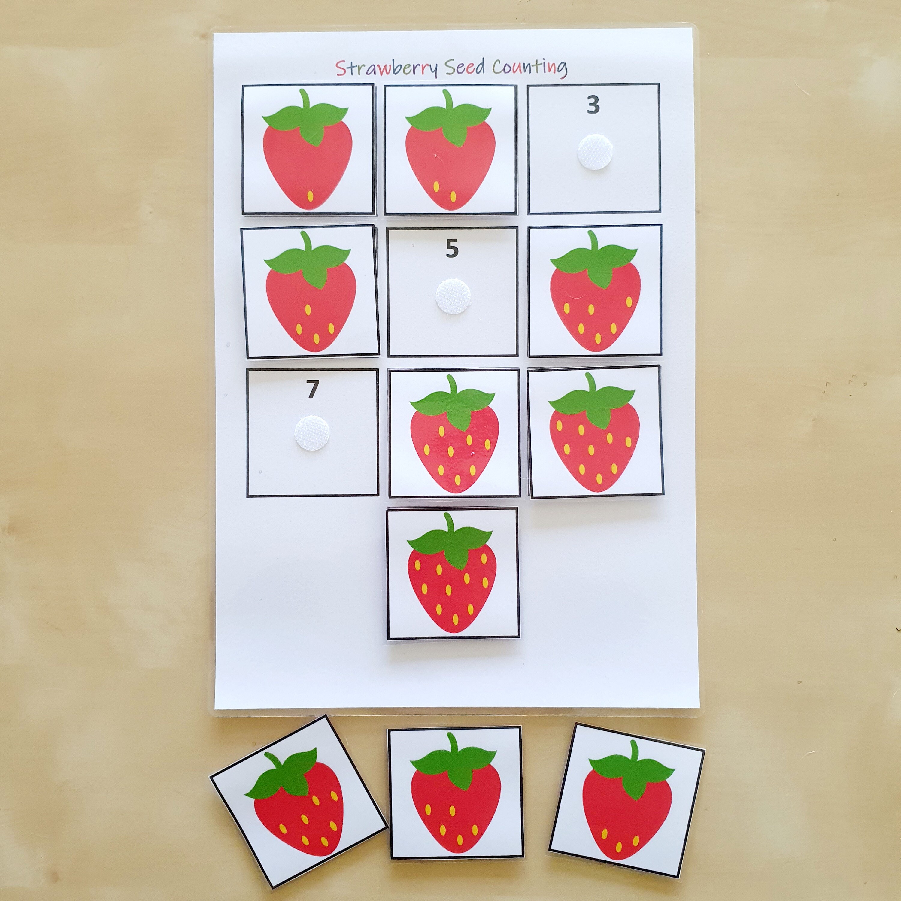 Strawberry Seed Counting Printable, Busy Book, Count 1-10 Numbers Math ...