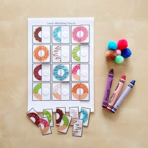 Donut Matching Puzzle, Match Doughnuts Printable, Busy Book Binder ...