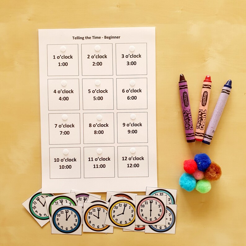 Telling the Time Beginner Printable Clock Learning Time - Etsy