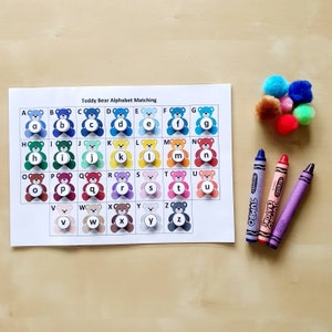 Teddy Bear Alphabet Matching Printable, ABC Worksheet, Homeschool Busy ...