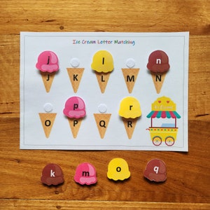 Letter Matching Ice Cream, Busy Book Printable, Montessori Alphabet ...