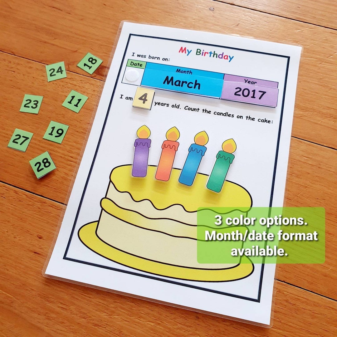 My Birthday Printable, Busy Book Page, Learn Age and Birth Date, Early ...