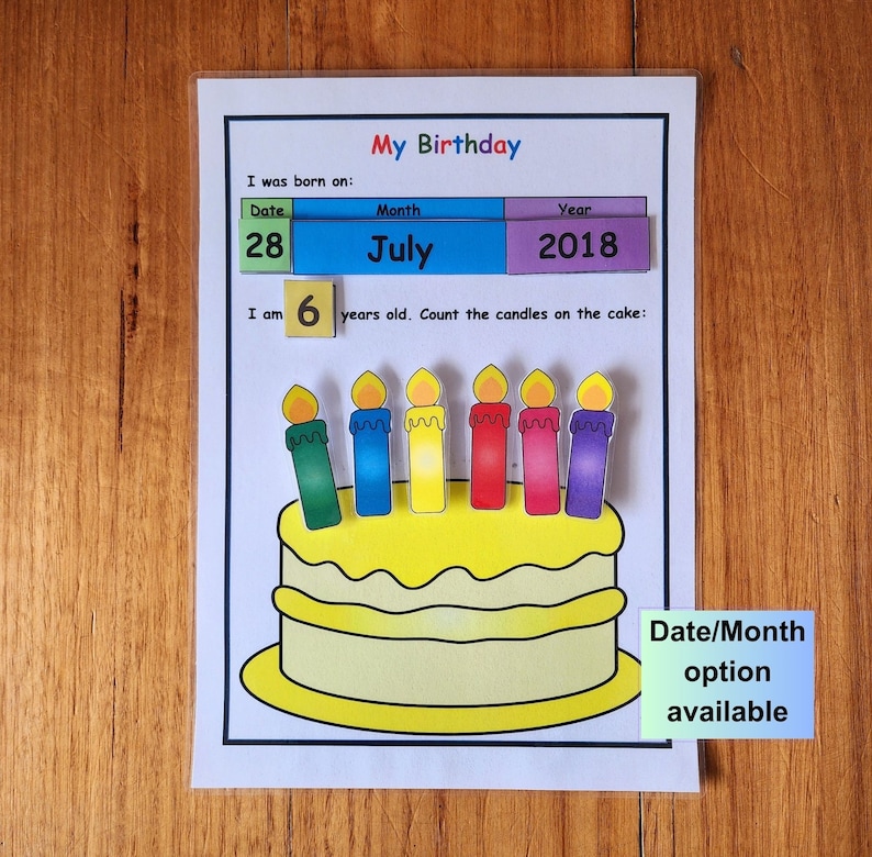 Birthday Busy Book Printable: Learn Date, Month, Year (digital Download ...