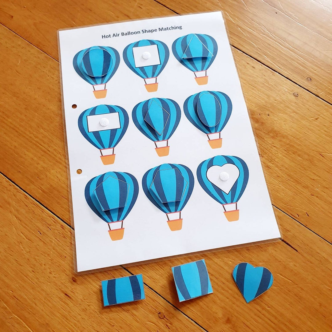 Hot Air Balloon Shape Matching, Busy Book Page, Printable, Matching ...
