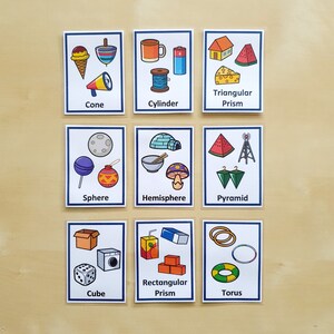 3D Shapes Bundle, Shapes Matching Printable, Tracing Shapes Flash Cards ...