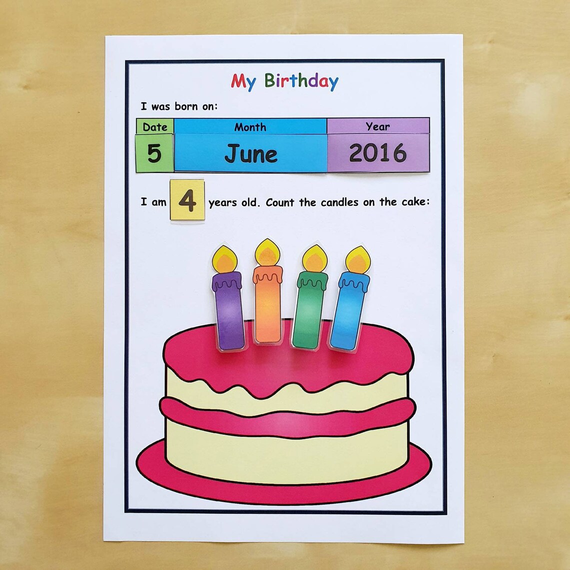 My Birthday Printable Busy Book Page Learn Age and Birth | Etsy